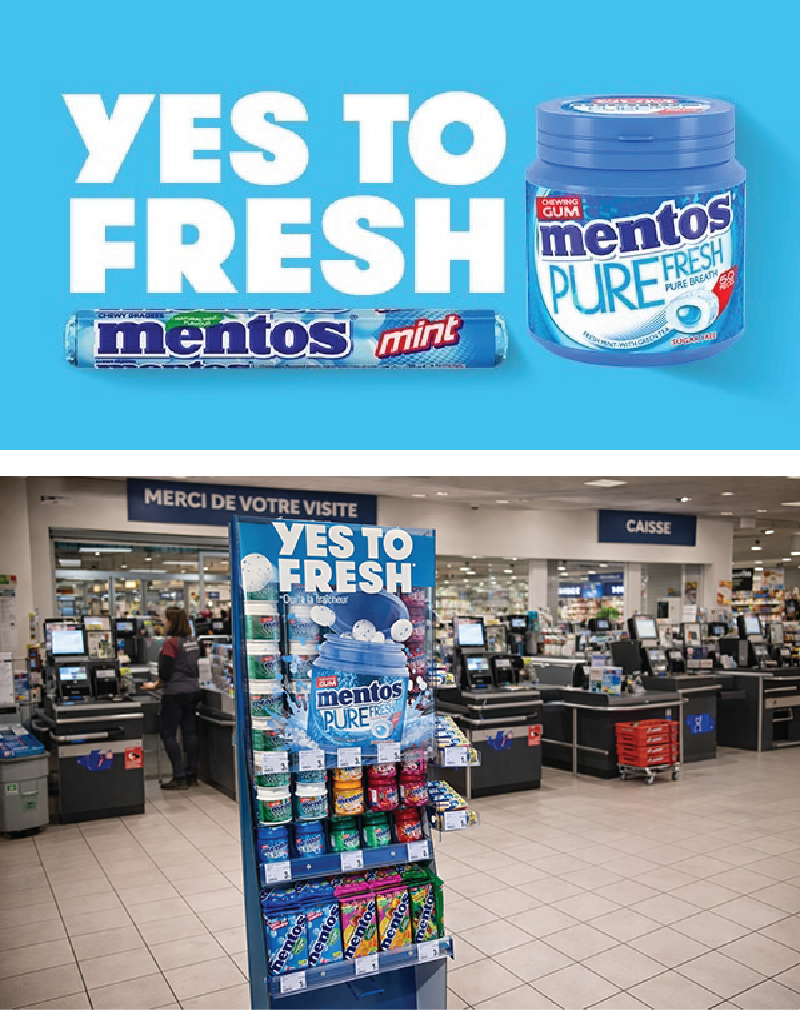 Retail display design — Custom floor display for Mentos “Yes to Fresh”